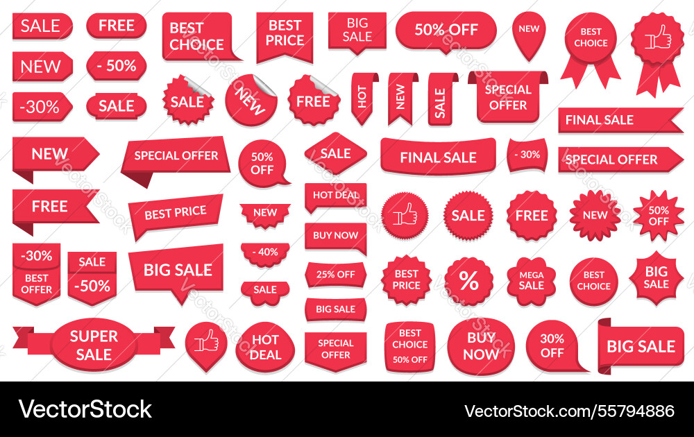 Red sale tags Royalty Free Vector Image - VectorStock