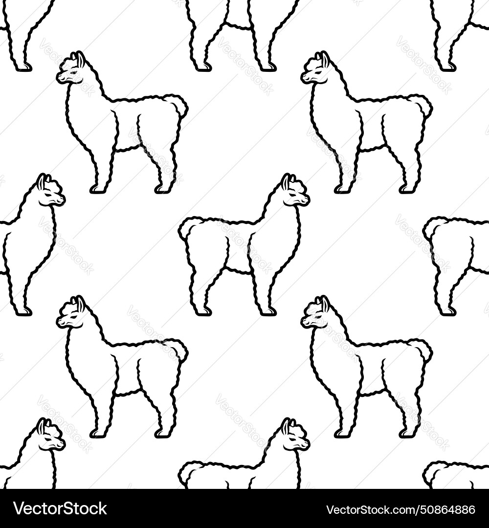 Seamless pattern with llama animal Royalty Free Vector Image