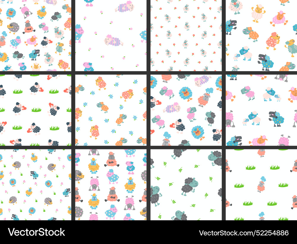 Sheep character cartoon seamless pattern cute Vector Image