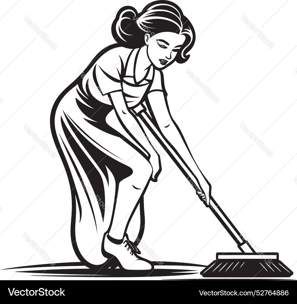 Shiny sentinel female janitor logo design Vector Image