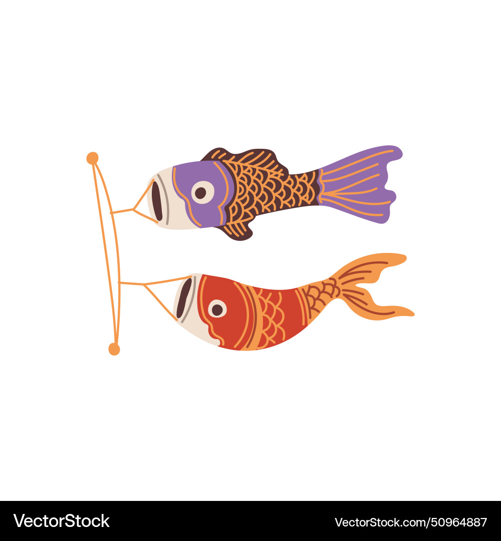 Carp streamer talisman two koi fishes flag Vector Image