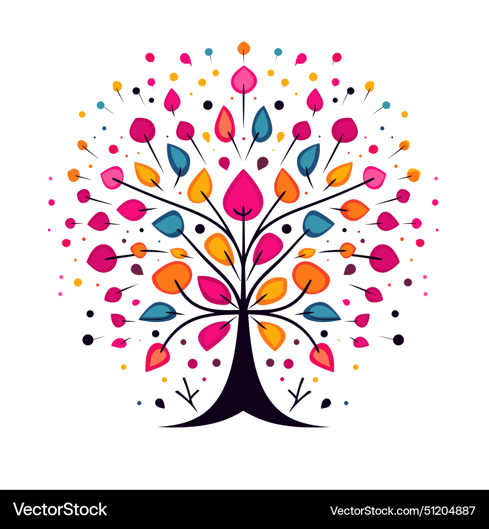 Colorful artistic tree vibrant colors splatter Vector Image