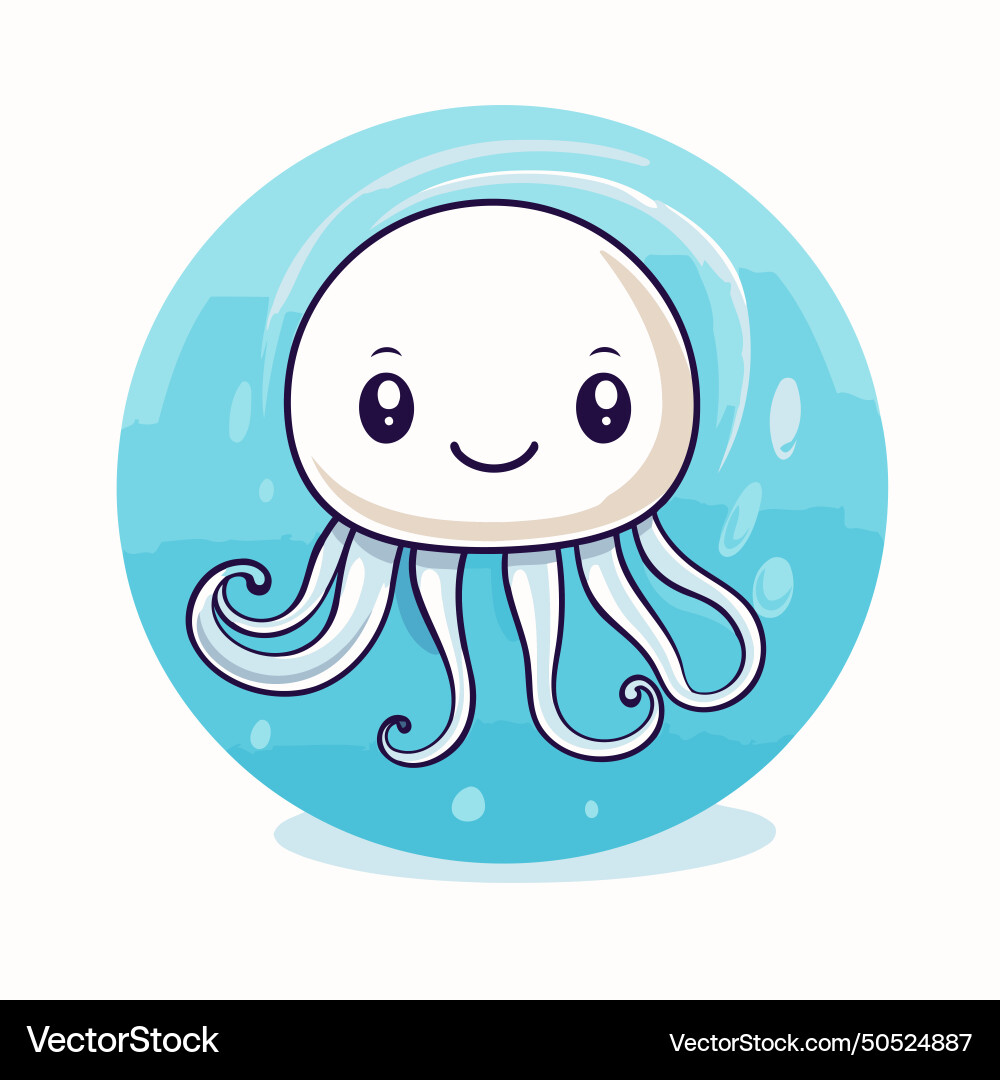 Cute cartoon octopus isolated on white background Vector Image