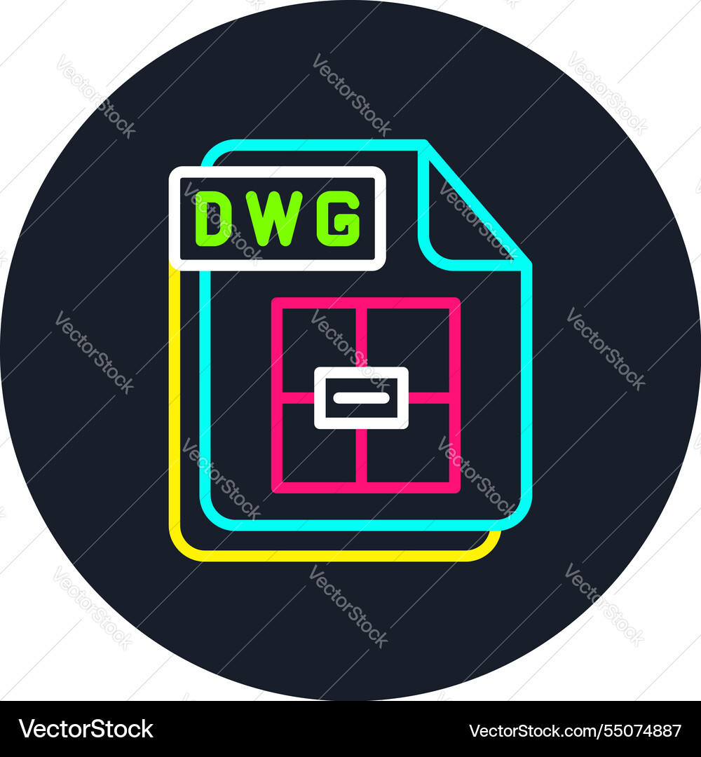 Dwg line multi color icon Royalty Free Vector Image