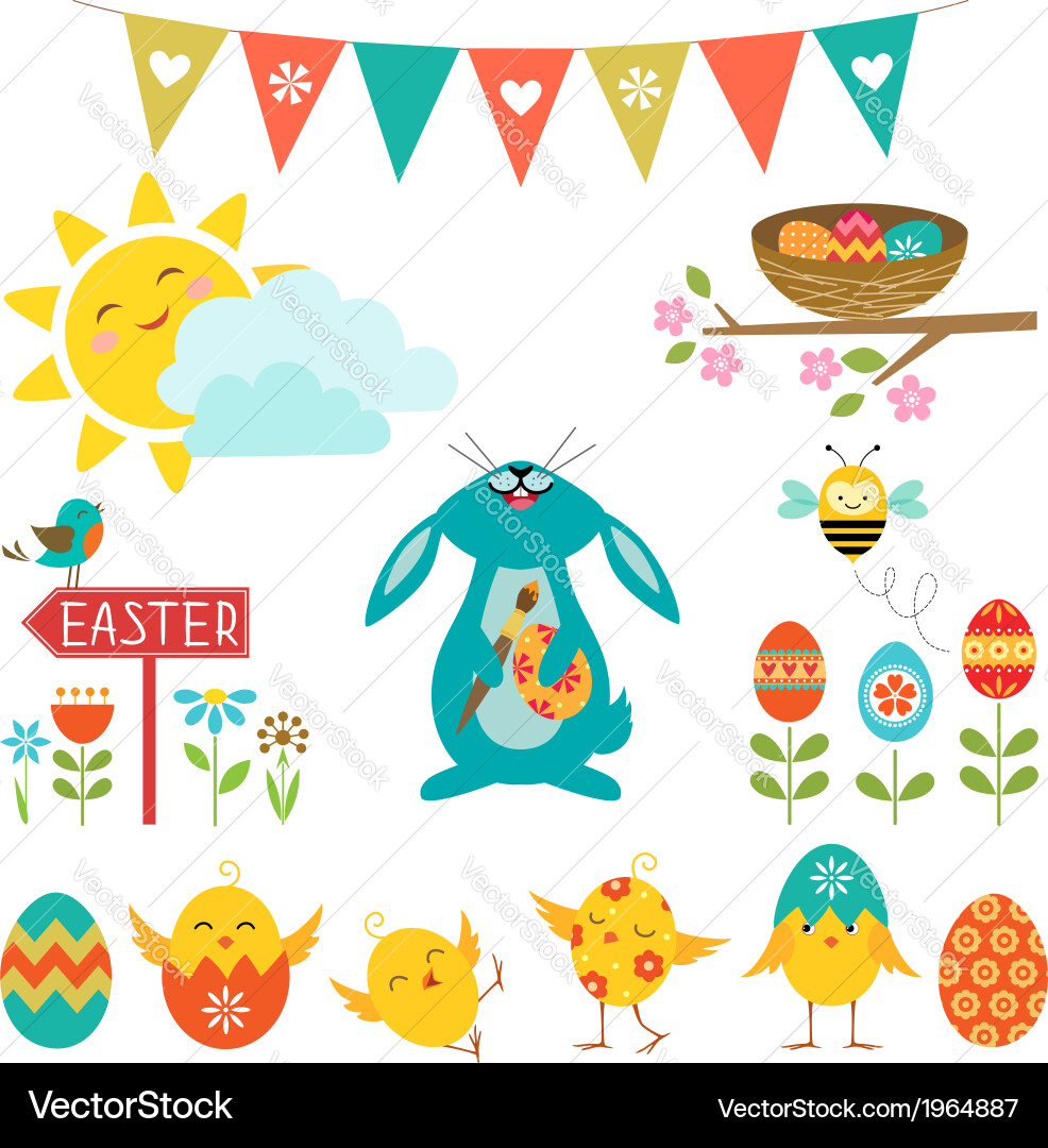Easter design elements Royalty Free Vector Image