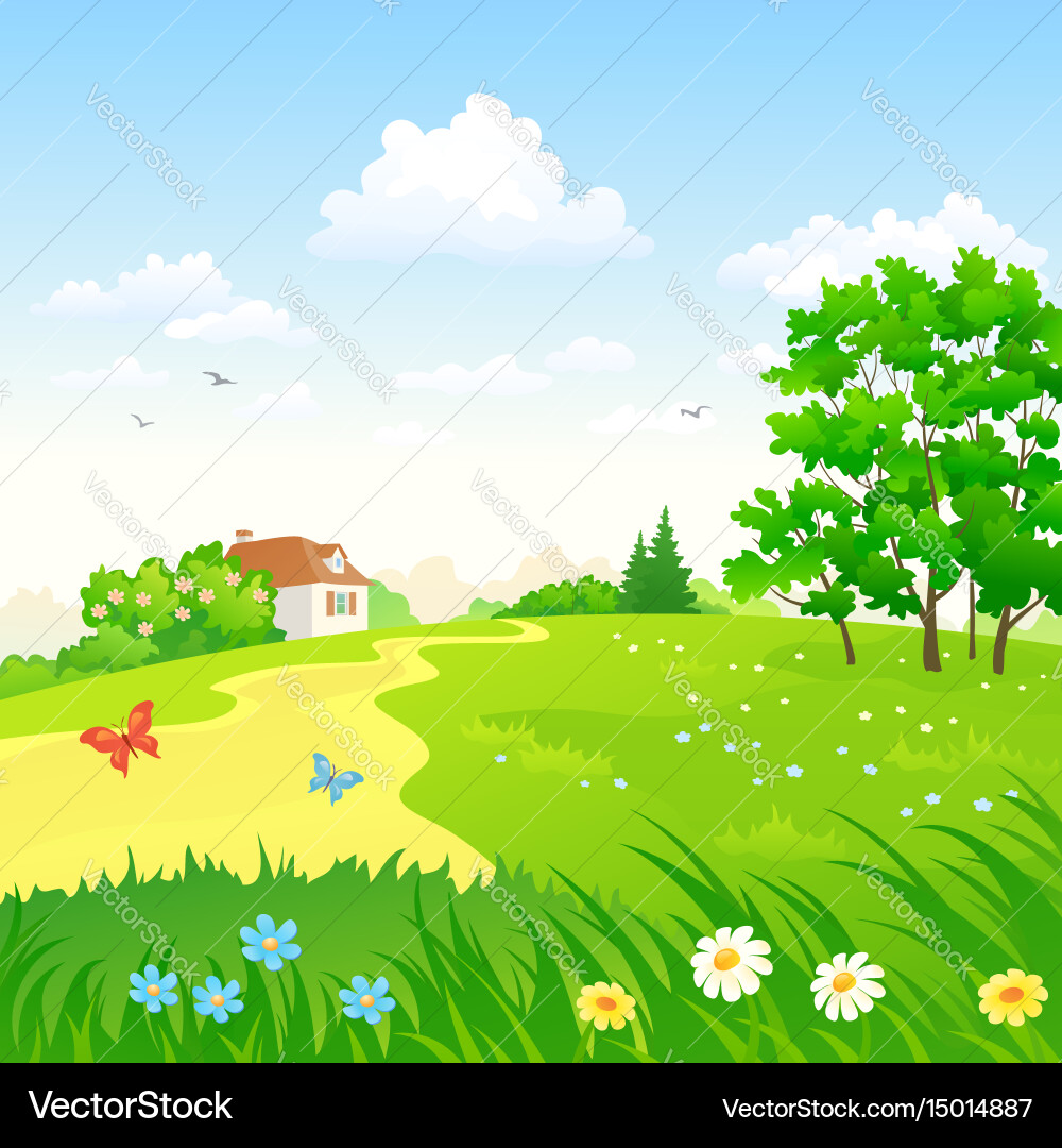 Green countryside landscape Royalty Free Vector Image