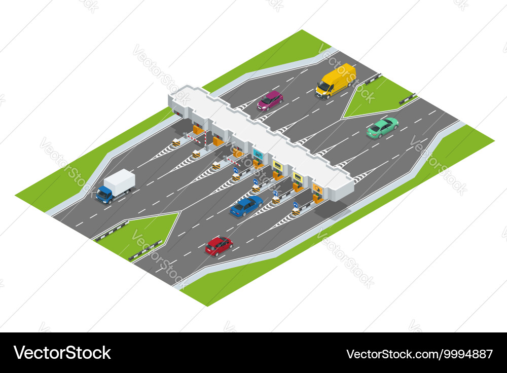 Highway Toll Plaza Isometric Royalty Free Vector Image
