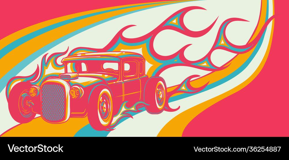 Hot classic custom car cartoon Royalty Free Vector Image