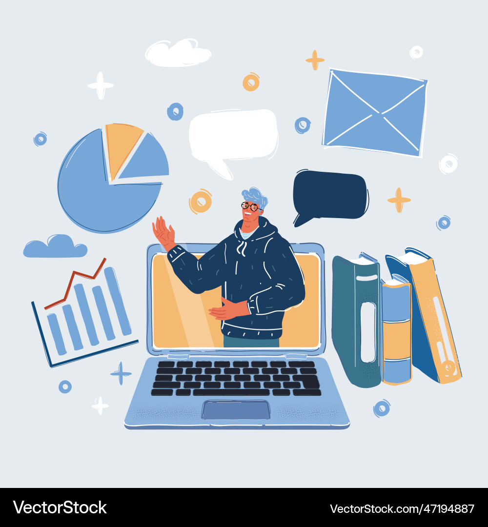 Learning online teacher Royalty Free Vector Image
