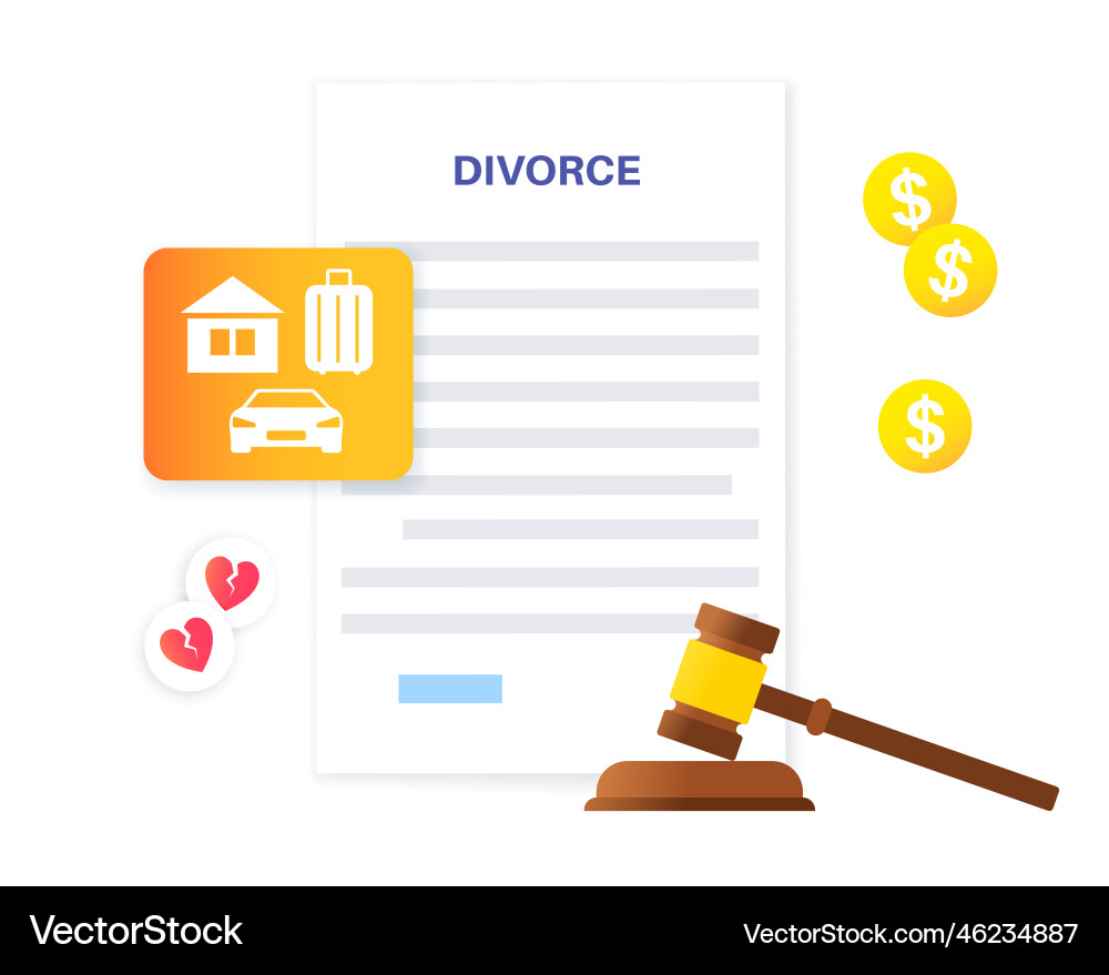 Legal divorce procedure Royalty Free Vector Image