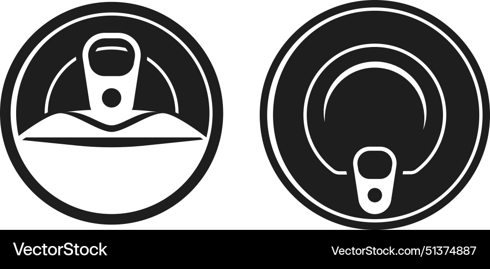 Open and closed tin can circle pack with opener Vector Image