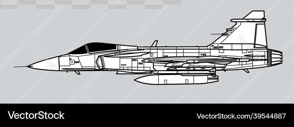 Saab jas 39 gripen Royalty Free Vector Image - VectorStock