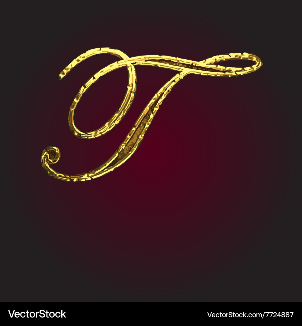 T golden letter Royalty Free Vector Image - VectorStock