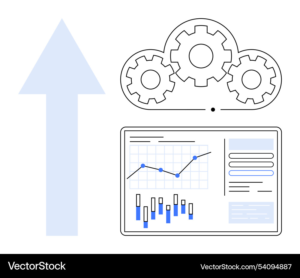 Wachstumsdiagramm mit Getrieben und Cloud-Integration