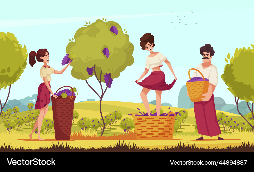 Wine making cartoon Royalty Free Vector Image - VectorStock