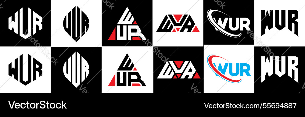 Wur letter logo design in six style polygon Vector Image