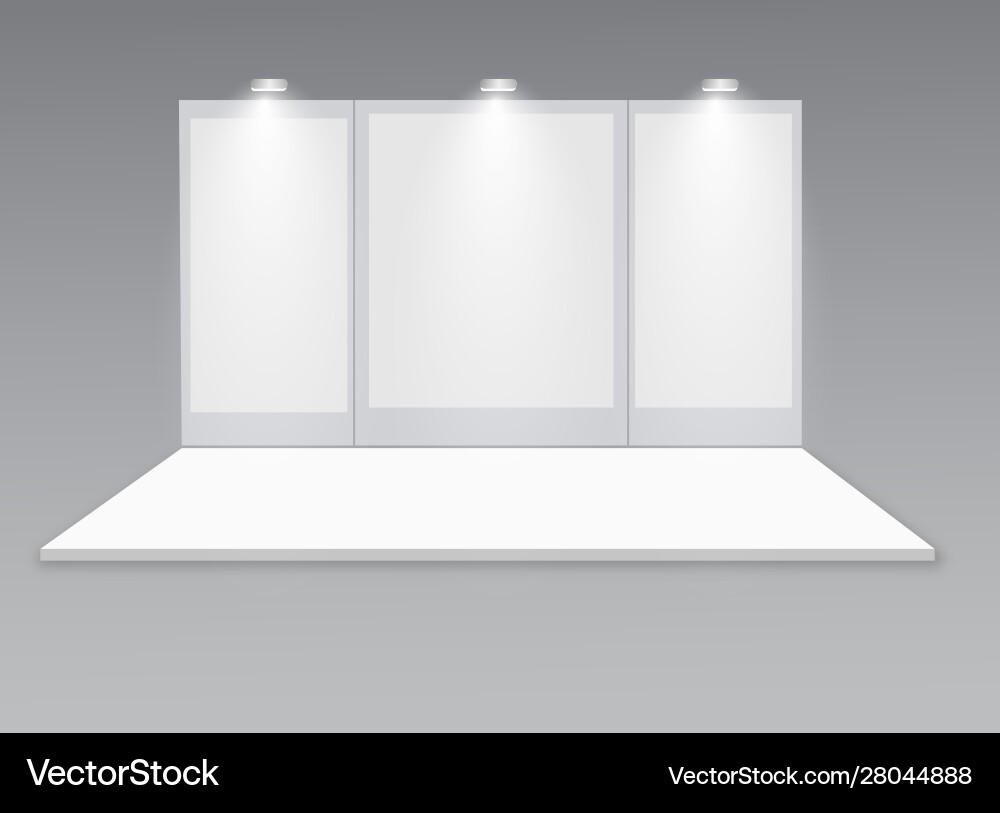 3d exhibition booth white empty promotional stand Vector Image