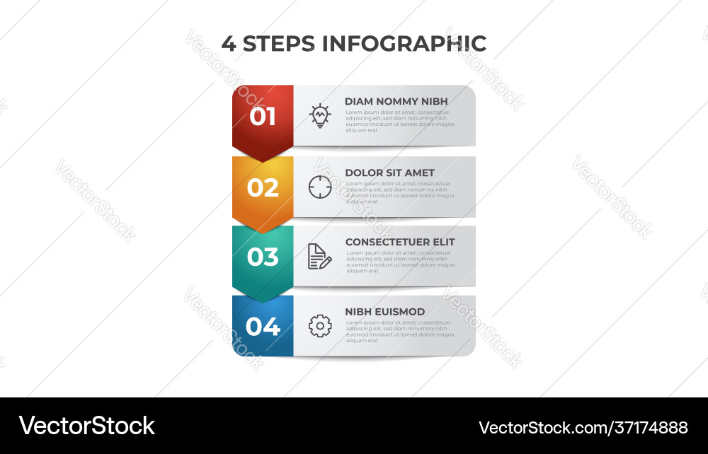 4 Punkte Schrittliste Diagrammlayout mit Nummer Vektorbild