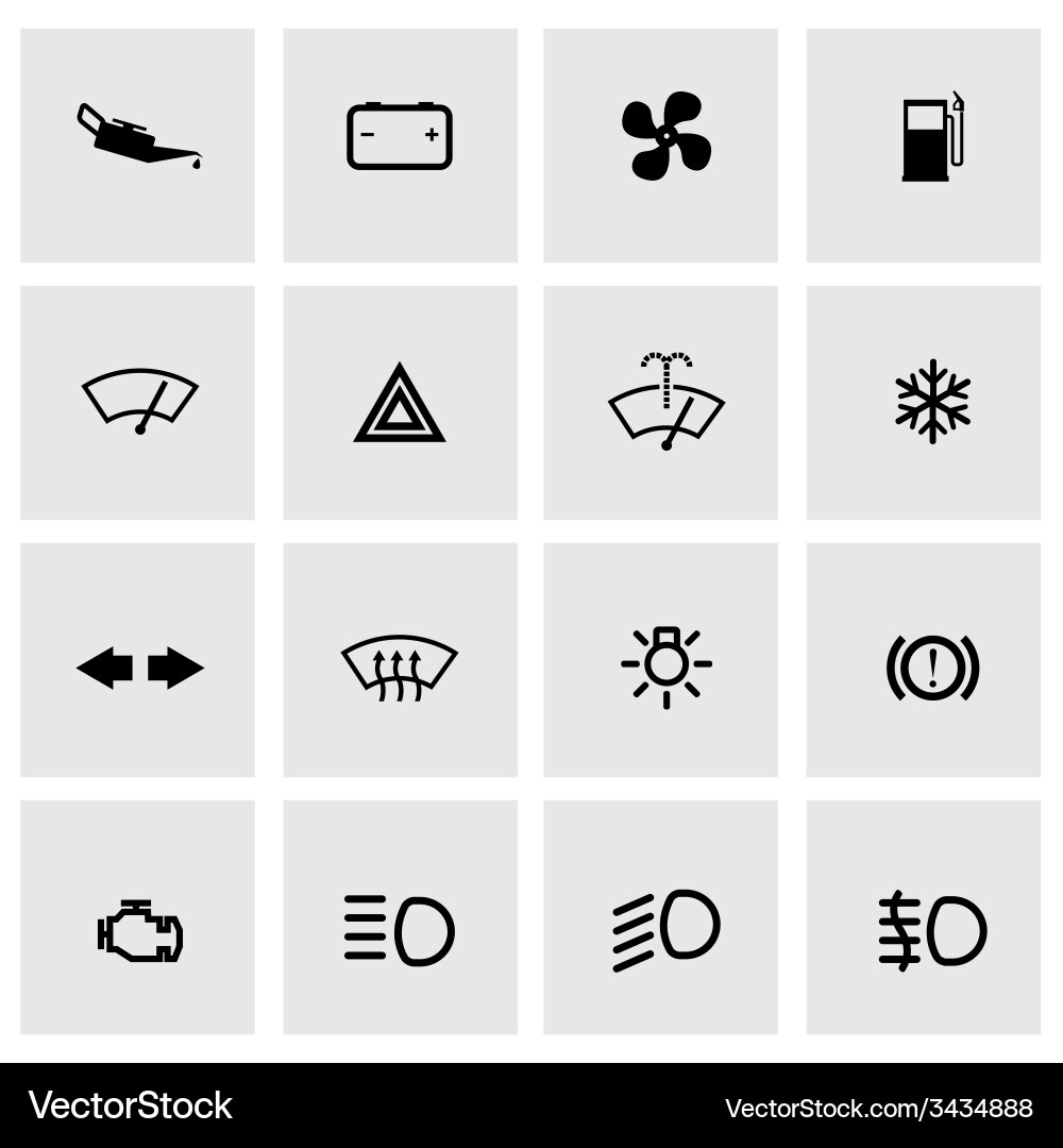 Black car dashboard icon set Royalty Free Vector Image