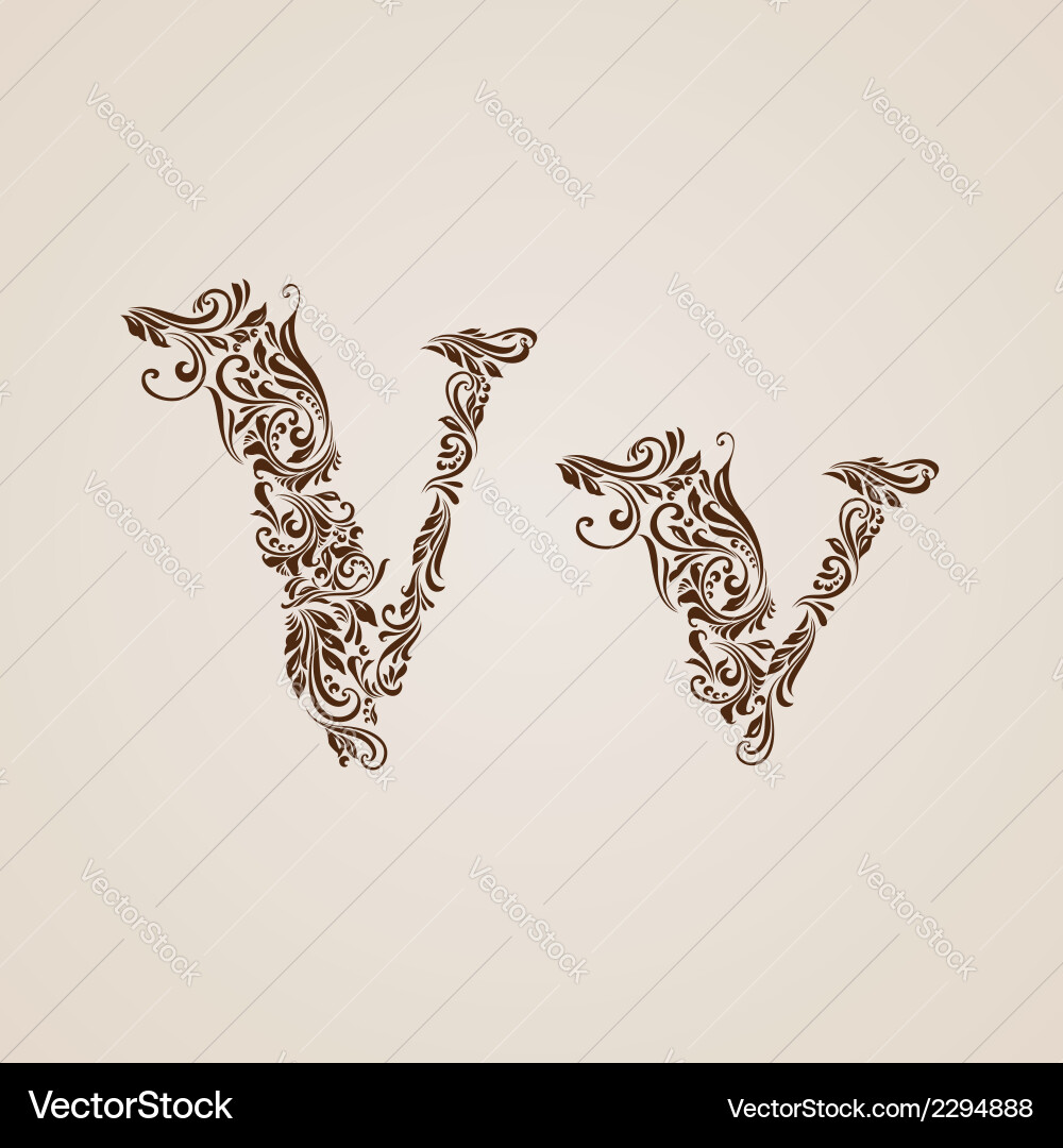Decorated letter v Royalty Free Vector Image - VectorStock
