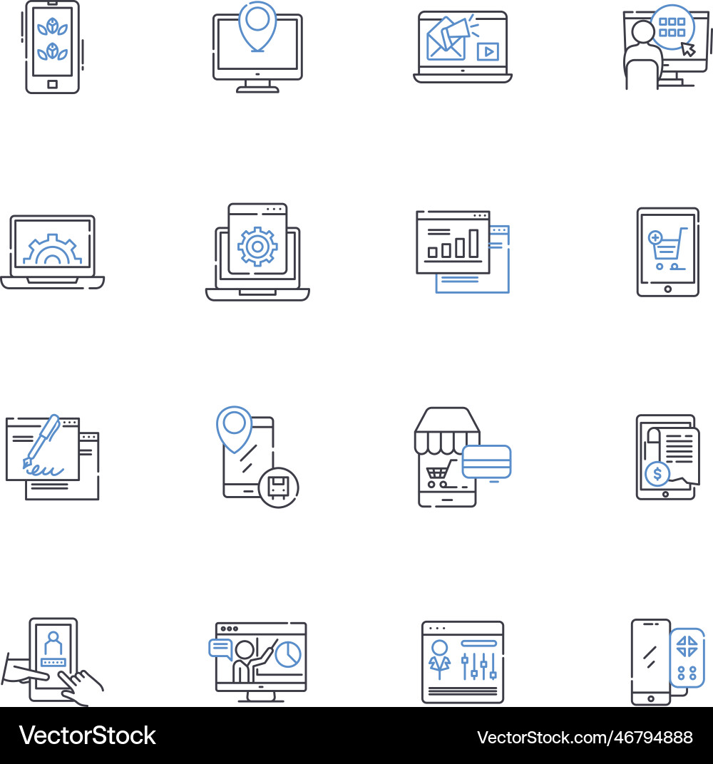 Equipment tools line icons collection hammer Vector Image