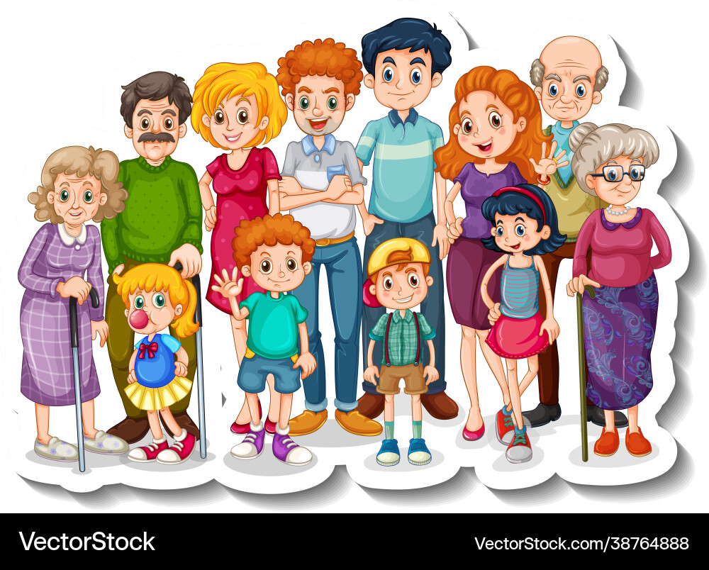 Happy Family Sticker Template Royalty Free Vector Image