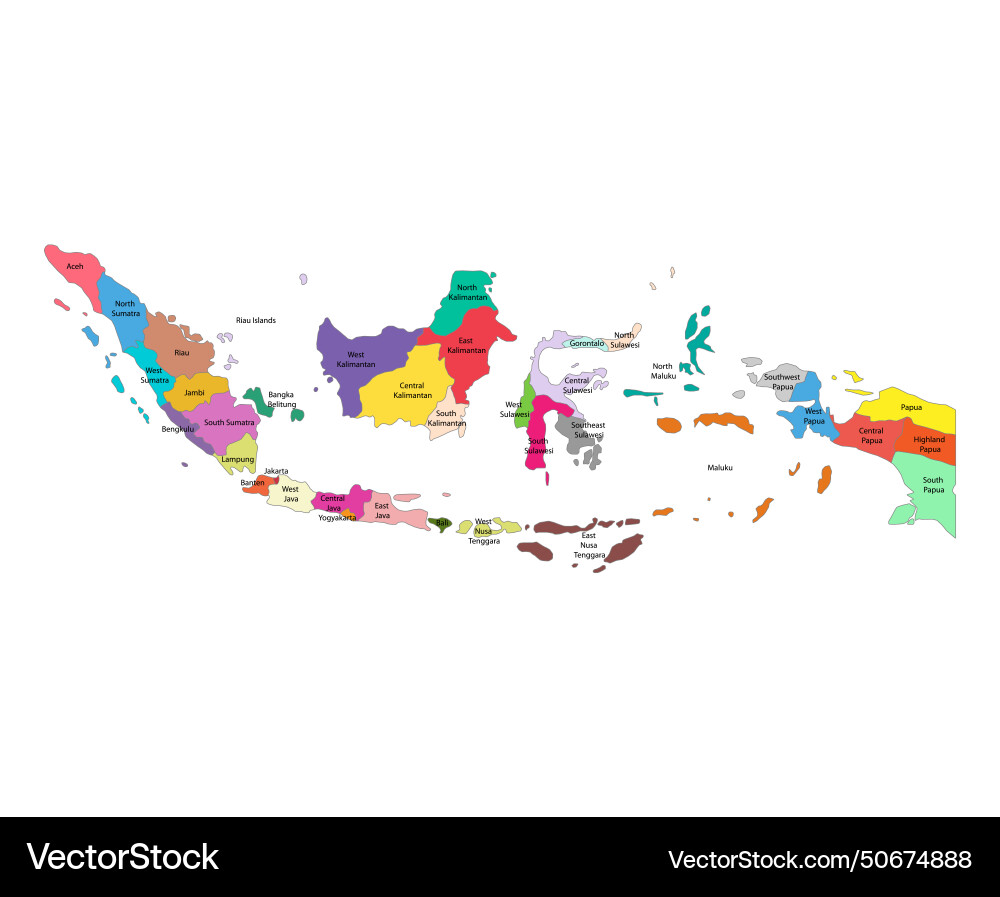 Indonesia detailed map shape flat web graphic Vector Image