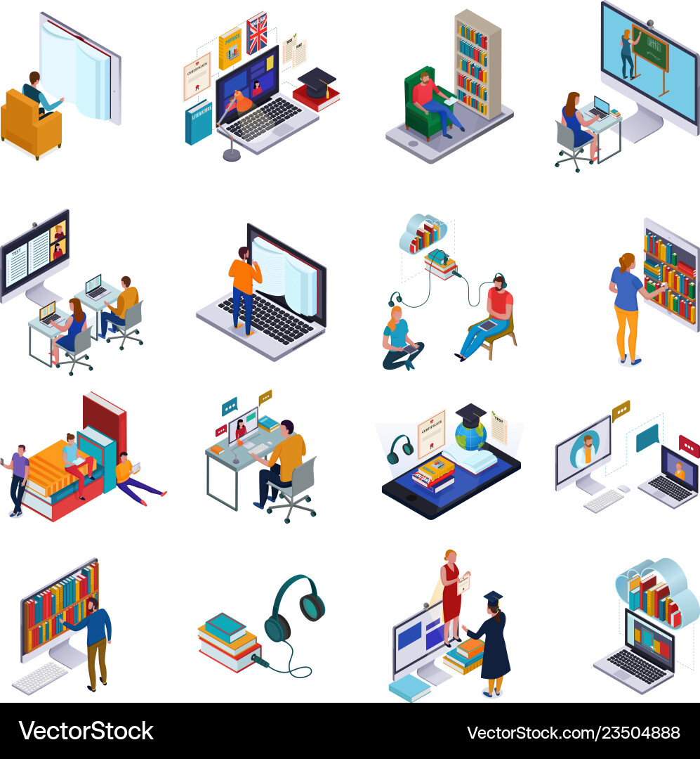 Online library set Royalty Free Vector Image - VectorStock