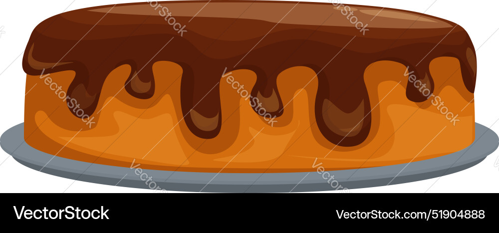 Round cake with flowing chocolate icing Royalty Free Vector