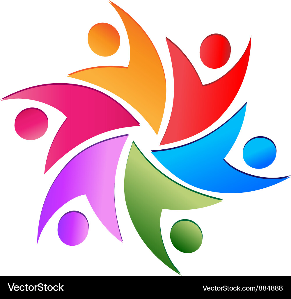 Teamwork people around logo Royalty Free Vector Image