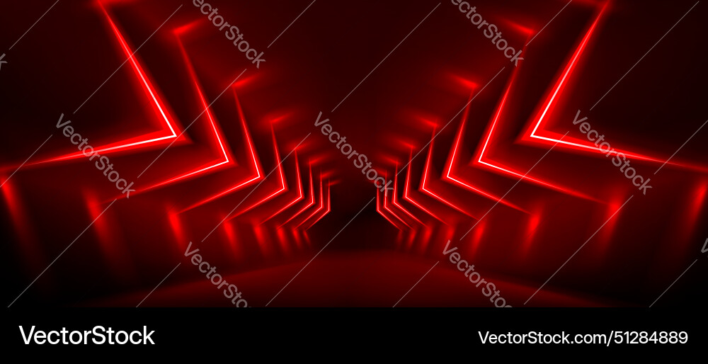 Abstract red neon arrow light glow background Vector Image