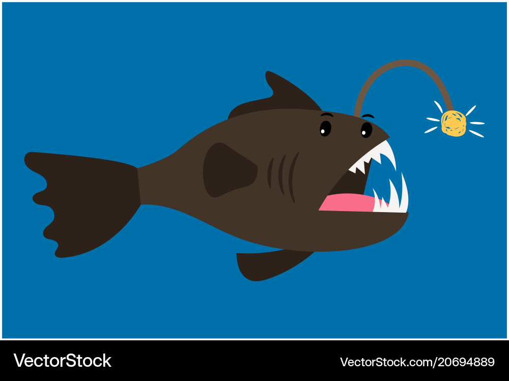 Angler fish cartoon icon Royalty Free Vector Image
