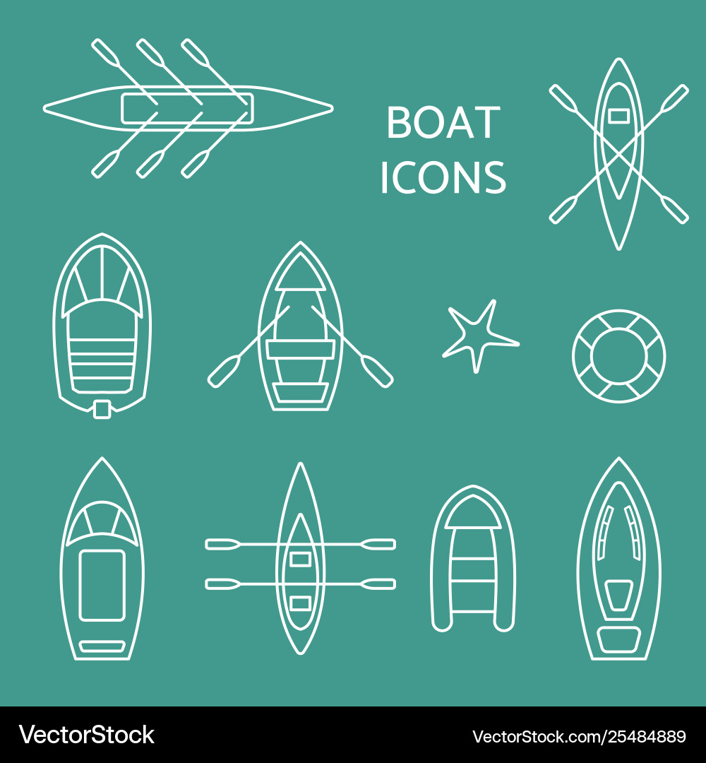 Boat icons outline set Royalty Free Vector Image