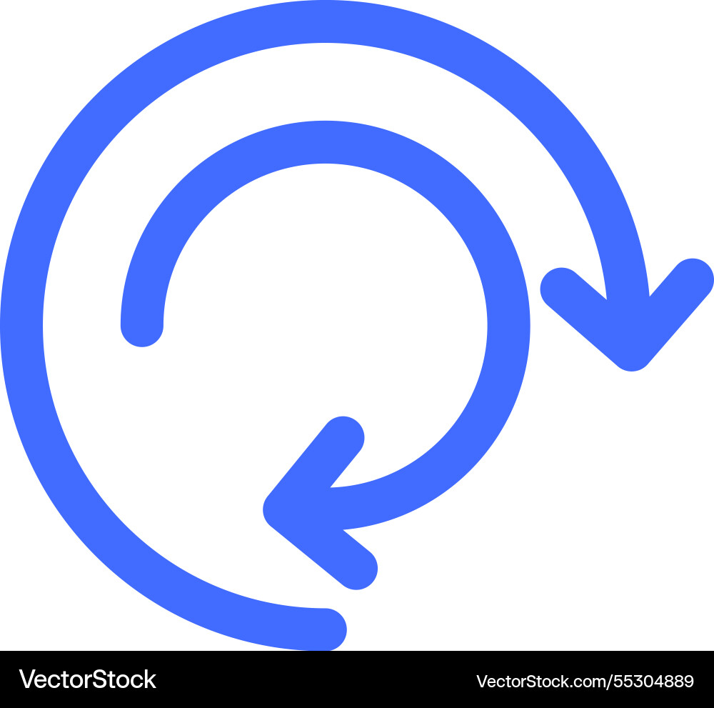 Double circular arrow rotating clockwise creating Vector Image Double circular arrow rotating clockwise creating Vector Image