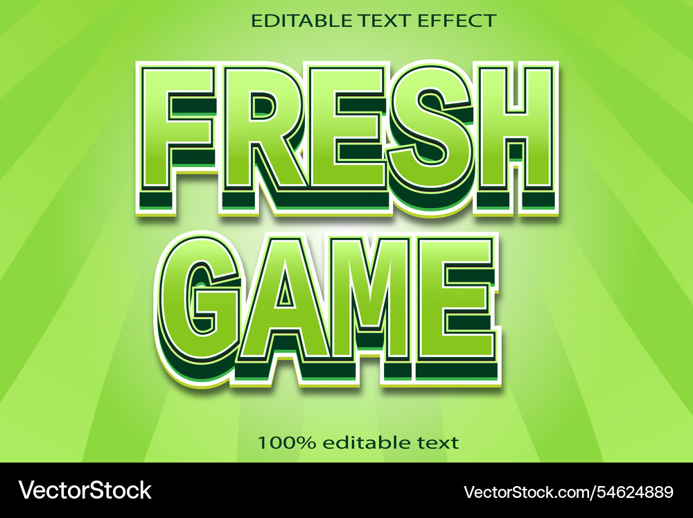Fresh game editable text effect 3d emboss cartoon Vector Image