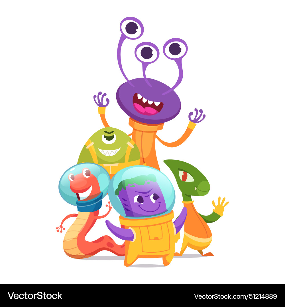 Funny monsters cartoon aliens and creatures Vector Image