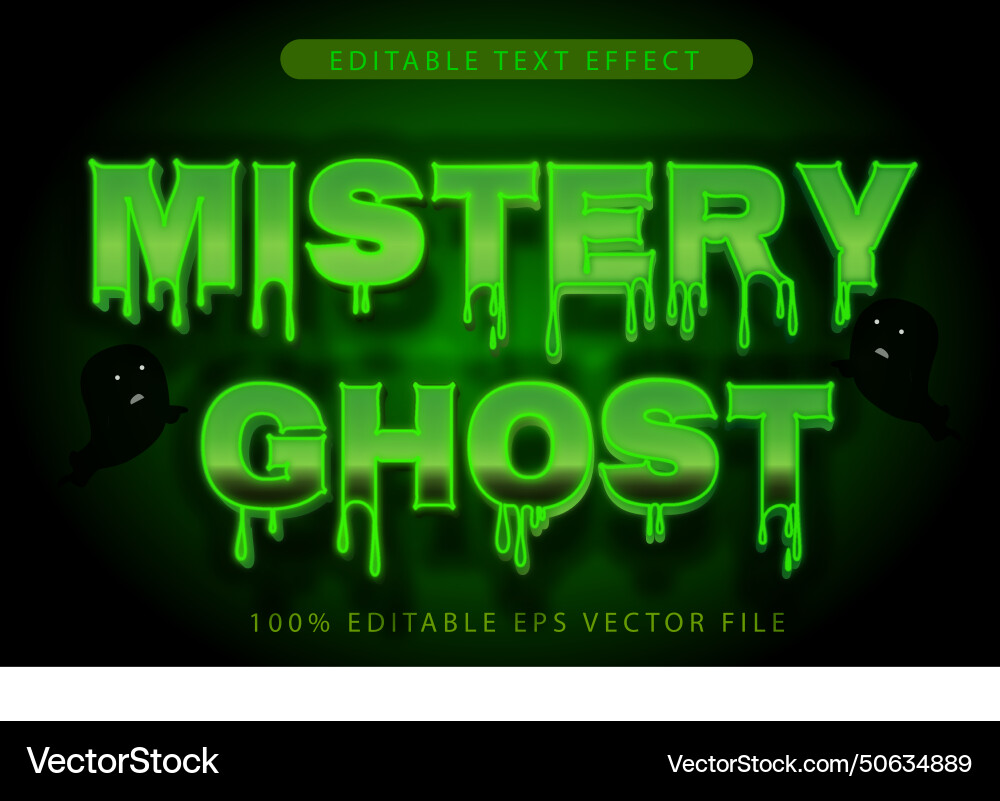 Mystery ghost editable text effect 3d gradient Vector Image
