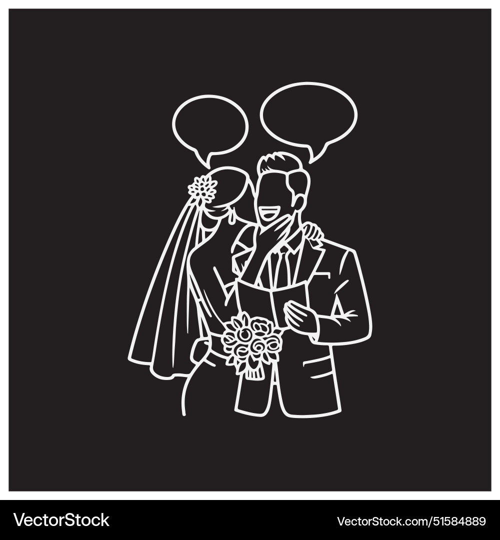 One continuous drawn line wedding from Royalty Free Vector