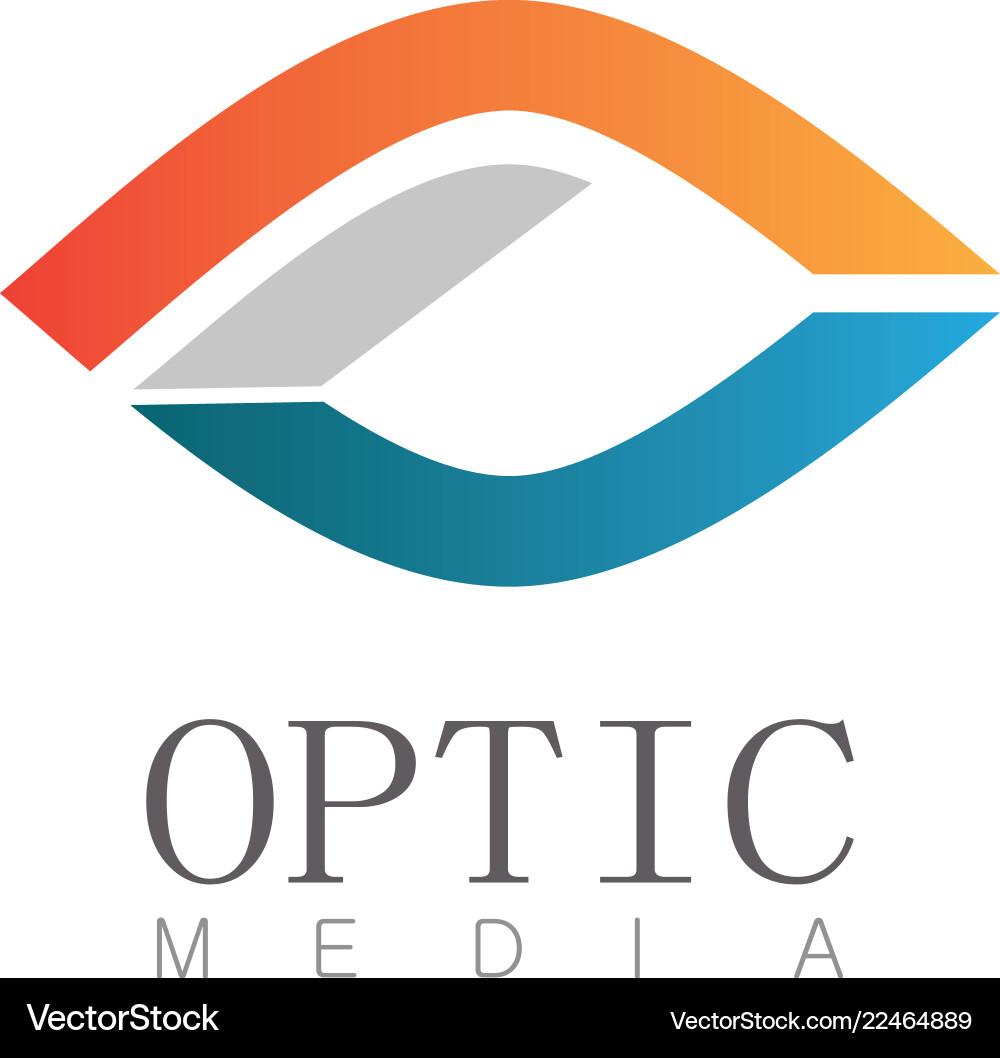 Optic media logo Royalty Free Vector Image - VectorStock