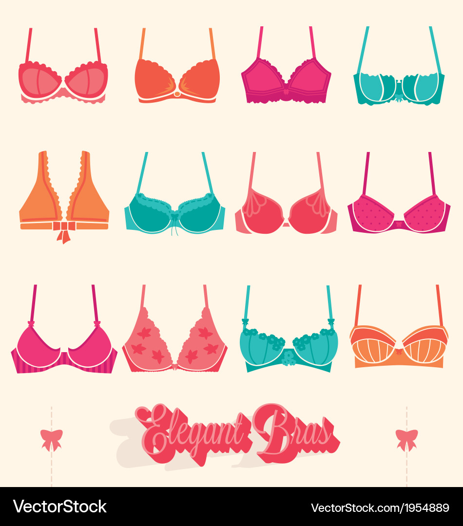 Retro bra icons and symbols Royalty Free Vector Image