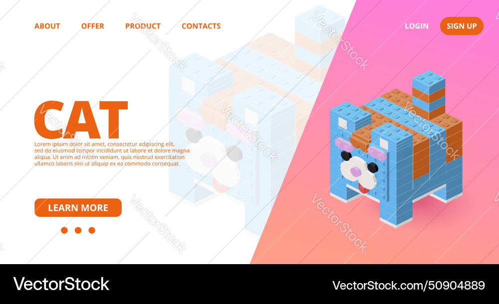 Web template with a blue cat Royalty Free Vector Image