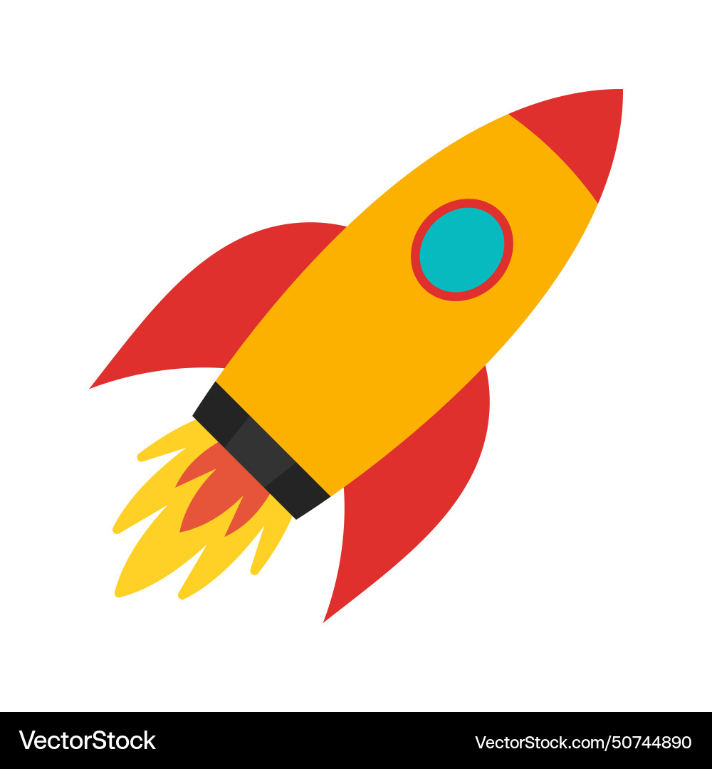 Flying rocket ship launched to space Royalty Free Vector