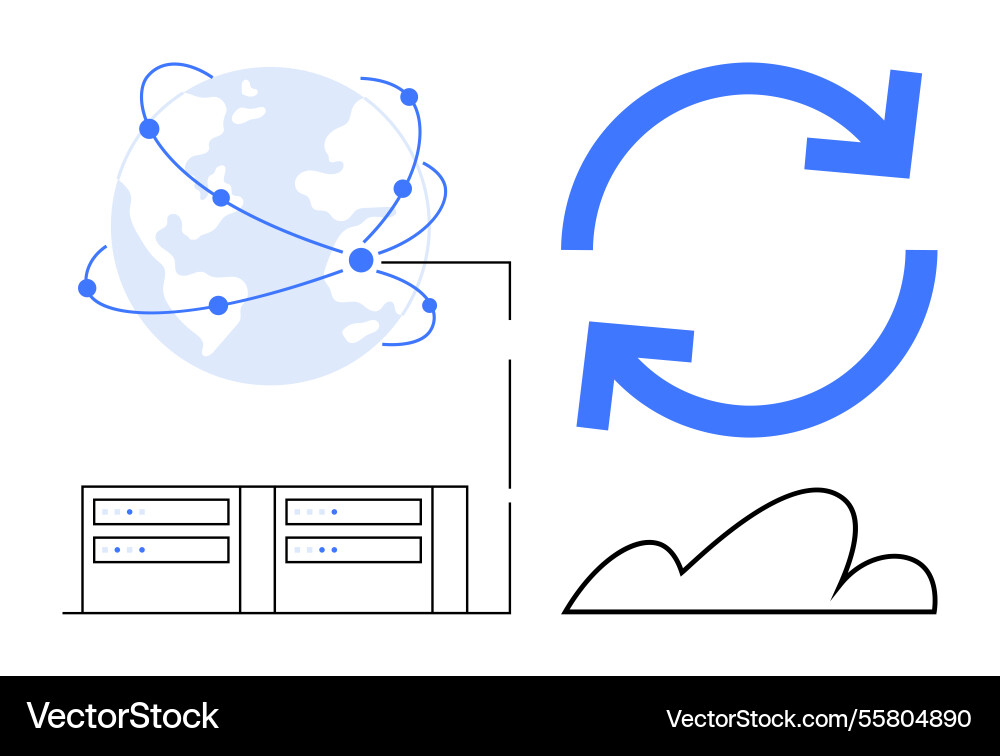 Global connectivity data synchronization Vector Image Global connectivity data synchronization Vector Image