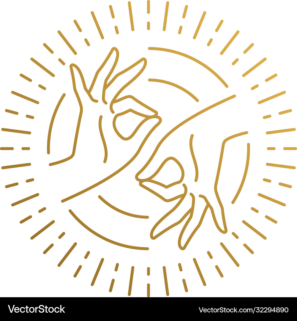 Logo female hands doing gyan mudra Royalty Free Vector Image