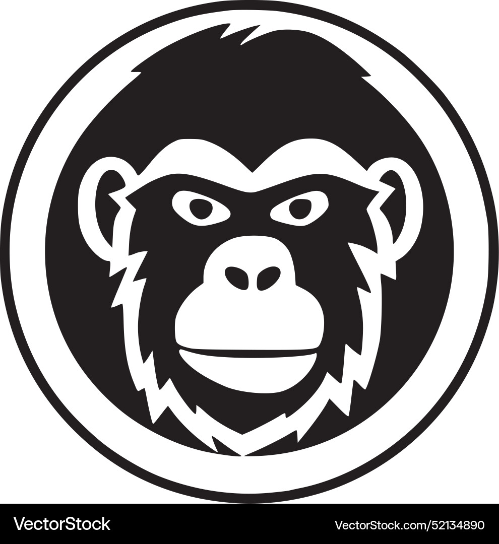 Monkey - black and white isolated icon Royalty Free Vector