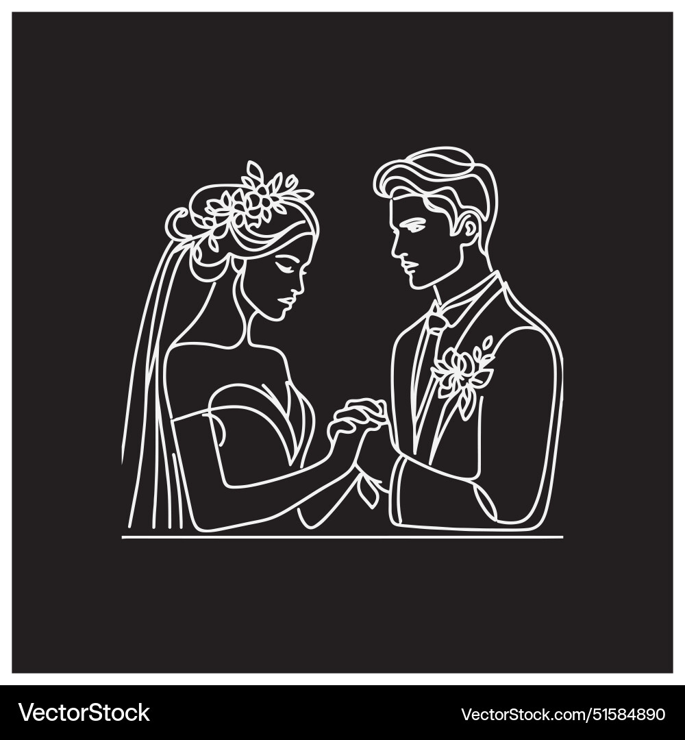 One continuous drawn line wedding from Royalty Free Vector