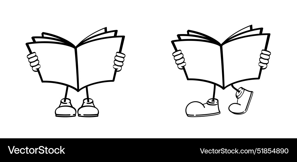 Open book and pages education concept line drawing