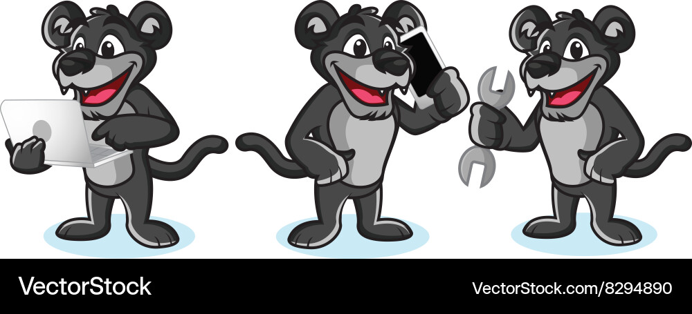 Panther Mascot with Laptop and Tools Royalty Free Vector