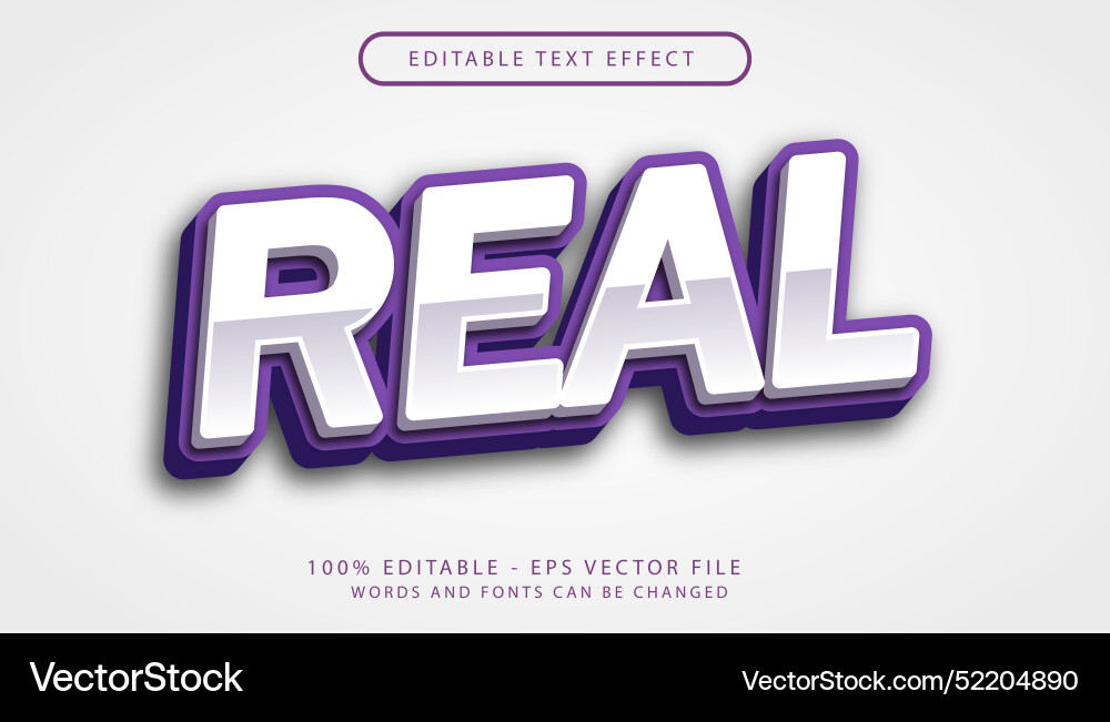 Real 3d editable text effect template Royalty Free Vector