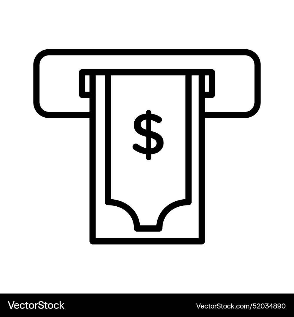 Withdraw money in atm linear logo mark black Vector Image